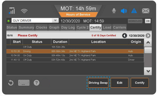 Omnitracs - Edit Logs, Swap Driving (Team Drivers)